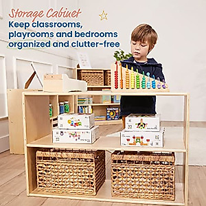 ECR4Kids Streamline 2-Shelf Storage Cabinet, 24in High, Double-Sided Display, Natural