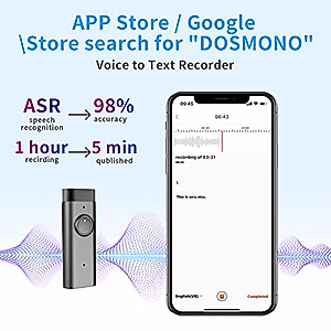 Voice to Text Recorder, DOSMONO 32G Voice Recorder with Transcription, High-Definition Recording, Dialogue Translation Photo Translation on APP for Lectures, Meetings