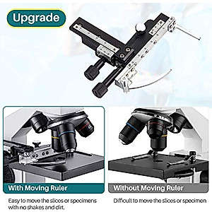 Microscope for Kid Student Adult, 100X-2000X Compound Monocular Microscope with Mechanical Platform Slides Set, Phone Adapter for School Home Education