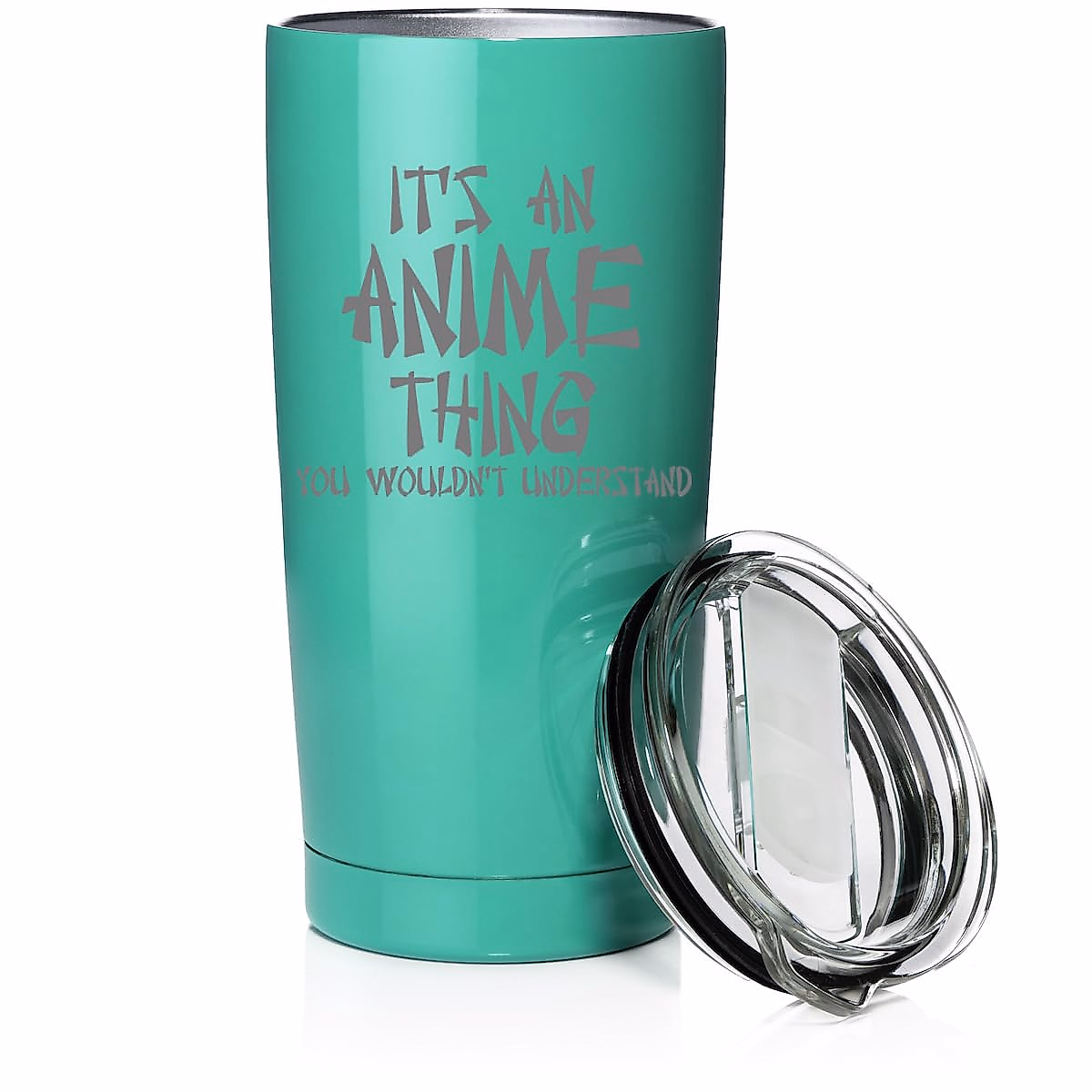 Smooth Body Tumbler Stainless Steel Vacuum Insulated Travel Mug Cup Gift It's An Anime Thing (Teal, 20 oz)
