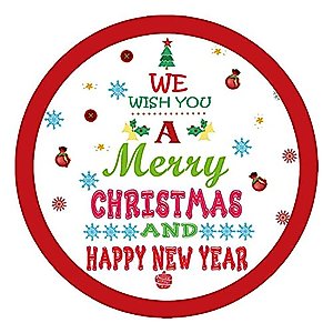 YOUOK Merry Christmas Stickers Label, 2 Inch Happy New Year Stickers,Decorative Stickers for Decoration and Sealing,New Year Holiday Cards Gift Envelopes Boxes Sticker (500 Adhesive Labels)