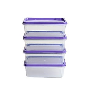 Unica Food Storage Container, with Airtight Lid, Nestable Rectangle Meal Prep Container, BPA-Free, Microwave, and Freezer Safe, Set of 4, 28 oz, 5.56x5.56x3.13 in