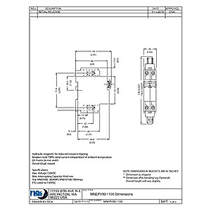 Midnite Solar Circuit Breaker, 100A 150VDC, 1-Pole, Din Mount, Model MNEPV100