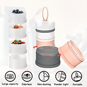Ysglory 3 Packs Protein Powder Storage Container 4 Stackable Formula Dispenser Portable Protein Powder Travel Container Milk Powder Container to Go for Workout, Fitness, Travel (Pink,White,Blue)