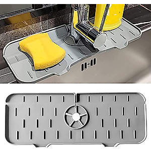 Faucet Splash Guard, Silicone Kitchen Sink Mat, Drain Protector, Countertop Drain, Sink Splash Guard Behind Faucet, Kitchen Sink Accessories, Bathroom Faucet Water Catcher Mat