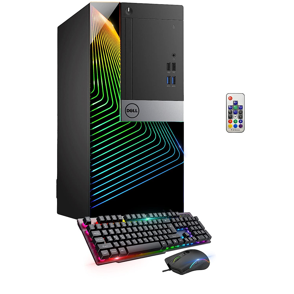 Dell OptiPlex Gaming Tower RGB Lights Computer Intel Core i5 8500 8th Gen Processor Up to 4.10GHz - Radeon RX 550 4GB - 16 GB RAM 512GB M.2 NVME - Windows 11 Pro - WiFi - Bluetooth (Renewed)