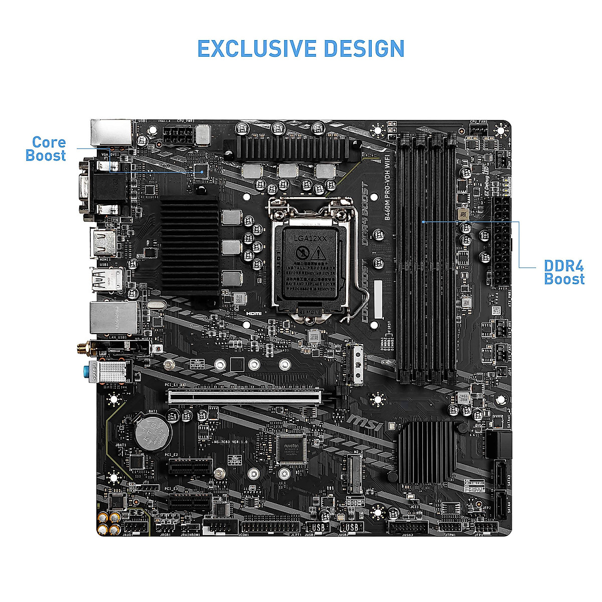 MSI B460M PRO-VDH WiFi ProSeries Motherboard (mATX, 10th Gen Intel Core, LGA 1200 Socket, DDR4, Dual M.2 Slots, USB 3.2 Gen 1, 2.5G LAN, D-SUB/DVI/HDMI, Wi-Fi) (Renewed)