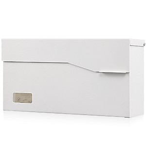 xydled Mailbox Wall Mount Door Mailboxes for Outside, Large Steel Hanging Metal Mailbox, Modern Post Box Package Parcel Drop Box for House Home, Textured White, 14.56''x7.1''x4''
