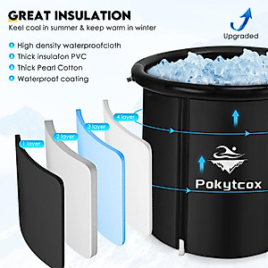 Ice Bath Tub Cold Plunge - Portable Freestanding Bathtub Icepod with Cover Large Folding Recovery Bucket Icebath Barrel Arctic Pod: Ice Bath Tubs for Athletes Adults