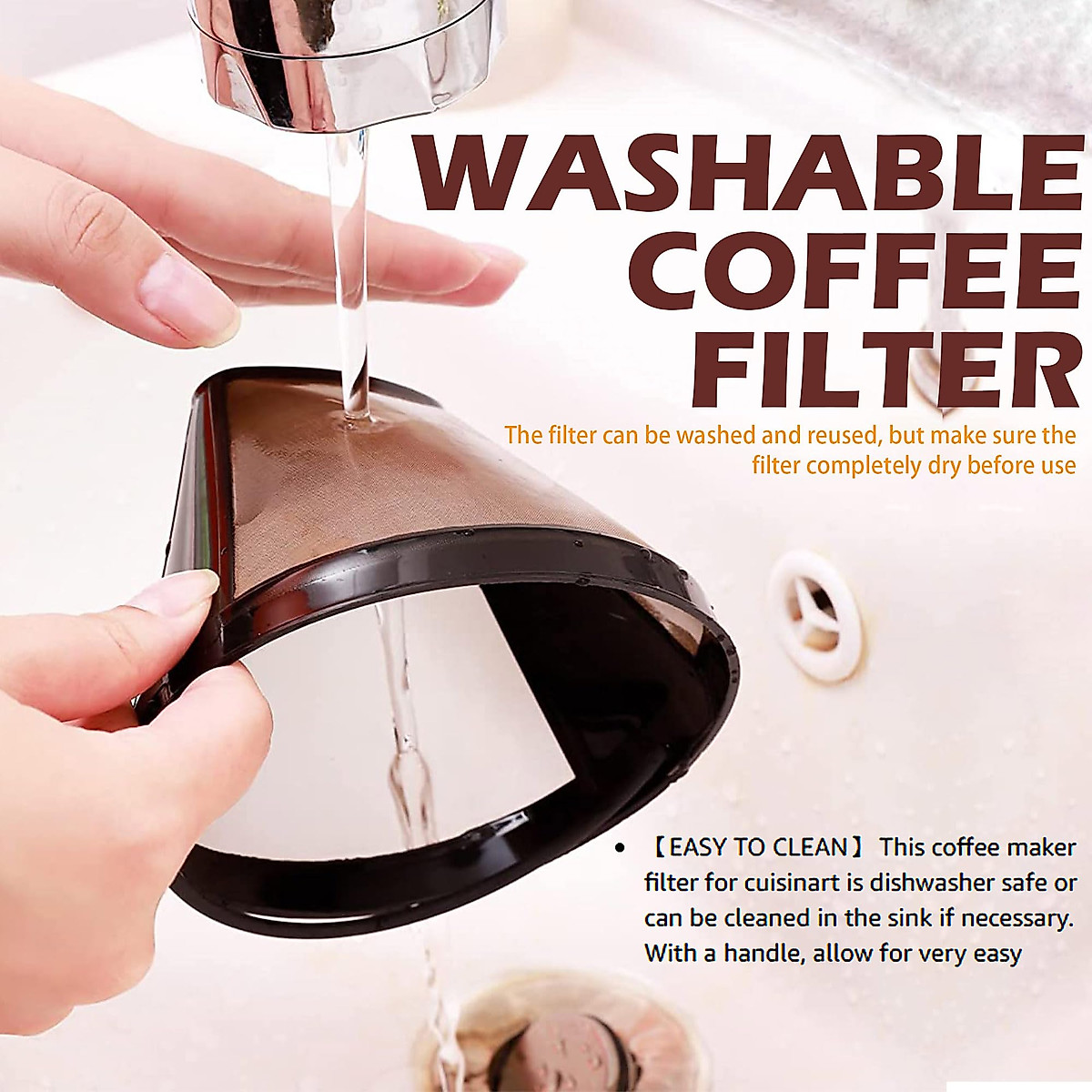 Hession Reusable No.4 Cone Coffee Maker Filters Replacement for Ninja coffee Bar Brewer Basket Filters 2 Pack