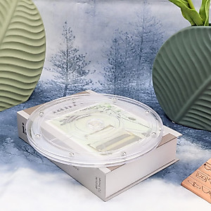 Kepfire 8 inch Acrylic Lazy Susan Turntable Clear Organizer Bearing Revolving Display Base Kitchen Pantry Cabinet Decorating Spice Cake Rack