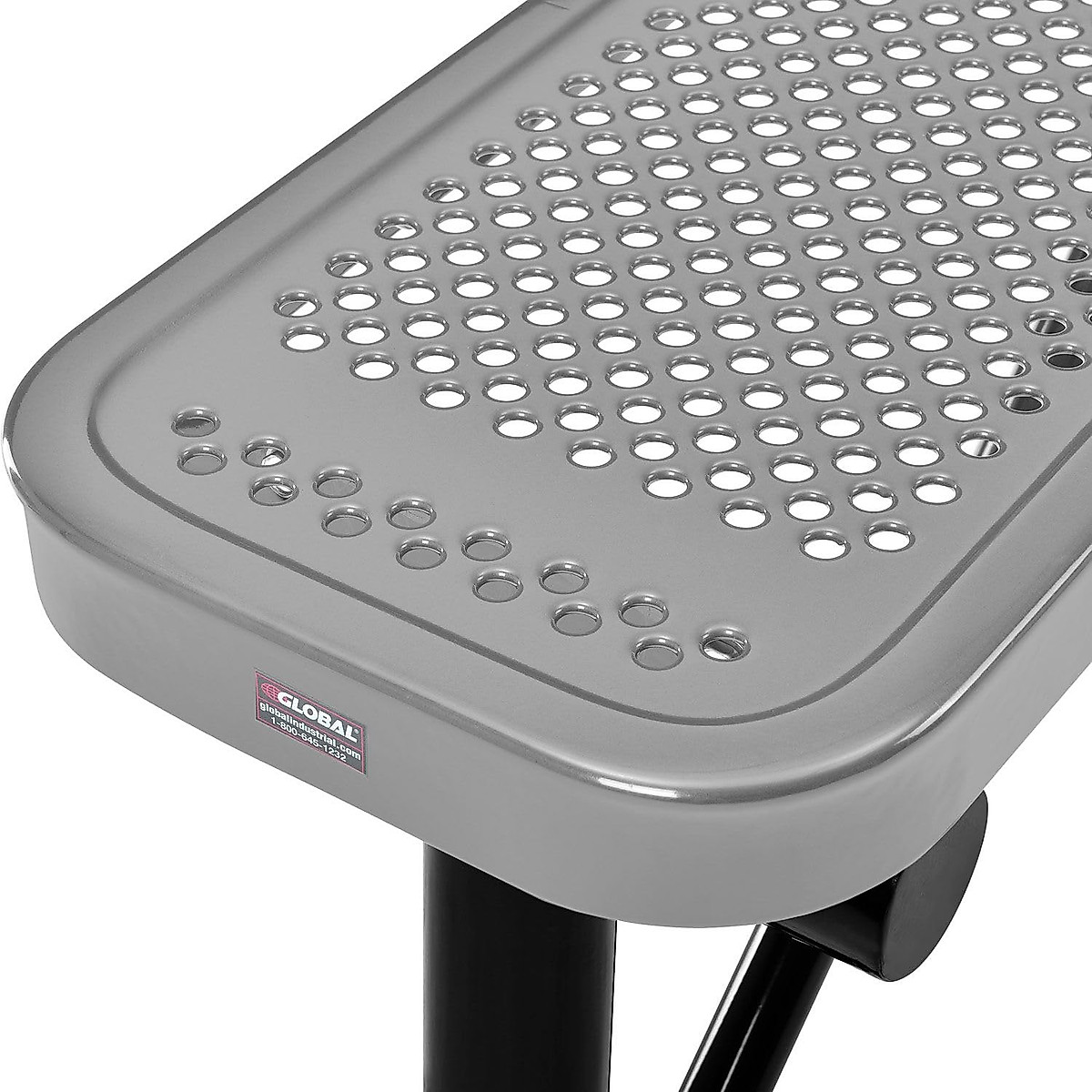 Global Industrial 48" L Outdoor Steel Flat Bench, Perforated Metal, Gray