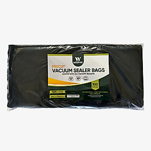 WISPAK Vacuum Sealer Bags food grade BPA free vac seal 100 pieces (Black/Black, 11x24)