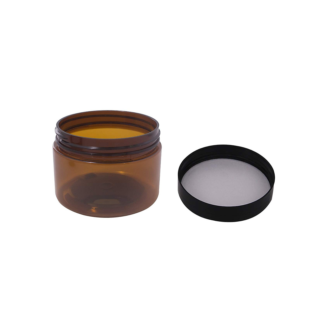 zmybcpack 20 Pack 4 OZ(120ml) Amber Plastic Jars with Black Lids, 10 Spatulas, A Pen, Labels - PET Storage Container for Cosmetic, Cream, Gel, Lotion-Travel Jar Plastic Slime Jars