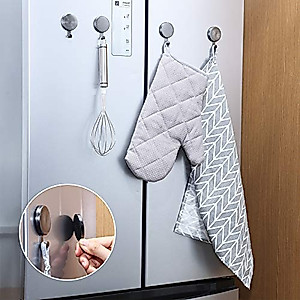 Jetec 6 Pcs Magnetic Hooks for Fridge Magnetic Wreath Hanger Attract Reliable Neodymium Magnetic Hooks for Christmas Kitchen, House, Workplace, Office and Garage Door Decoration