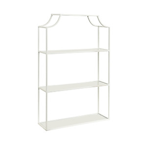 Kate and Laurel Ciel Three-Tiered Wall Shelf, 21 x 30, White, Decorative Floating Shelf Storage and Wall Organizer for Over Toilet Storage Bathroom Display