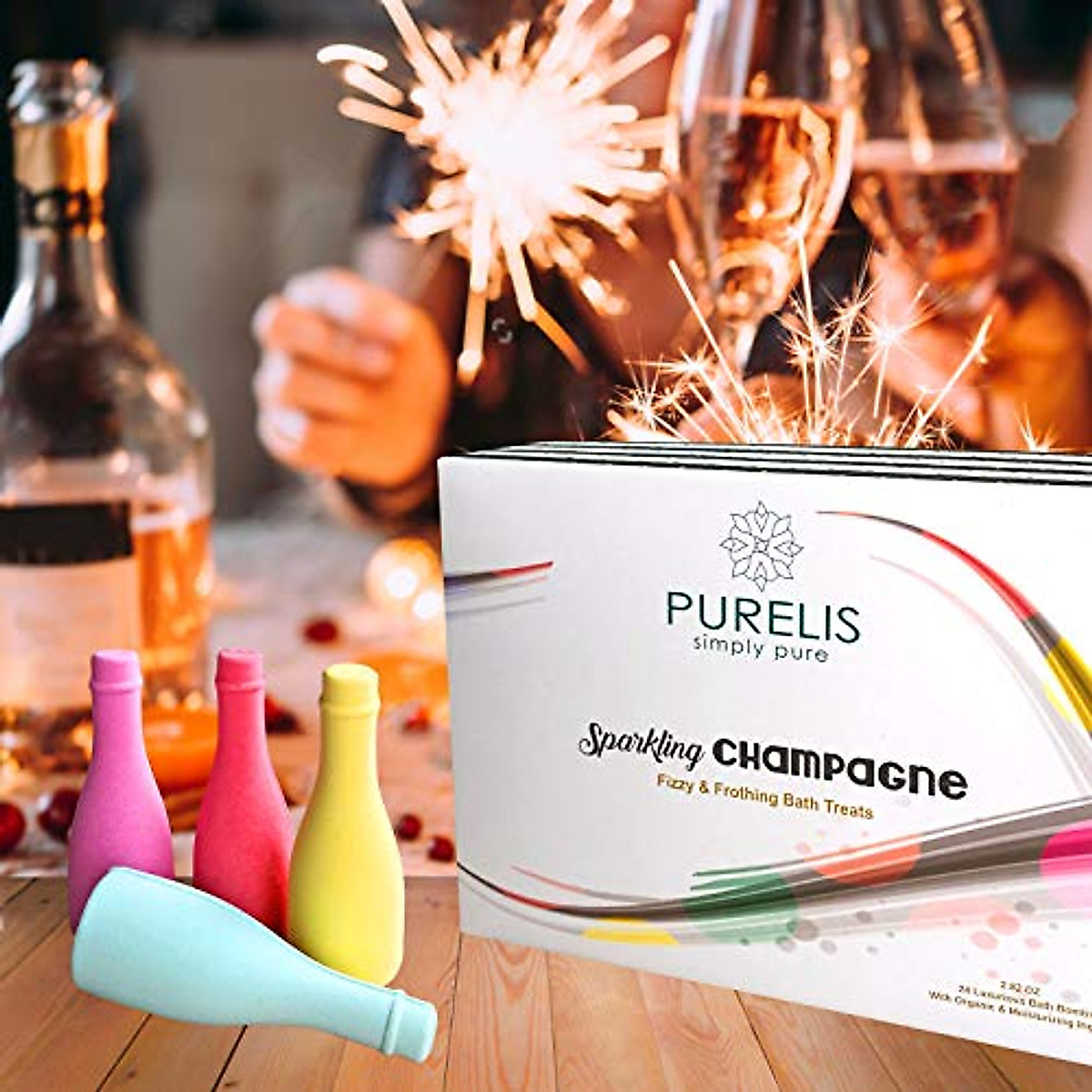 Bulk Organic Bath Bombs Gift Set. Wedding Favors & Party Favors for Adults. Dry Skin Moisturize Bath Balls Individually Wrapped Bath Bombs for Women & Men. 24 Wine & Champagne Bottles Party Favors.