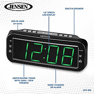 JENSEN JCR-206 Digital AM/FM Dual Alarm Clock Radio