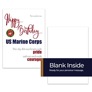2MyHero - US Marine Corps - Military Happy Birthday Greeting Card With Envelope - 5" x 7" - Marine Corps Birthday