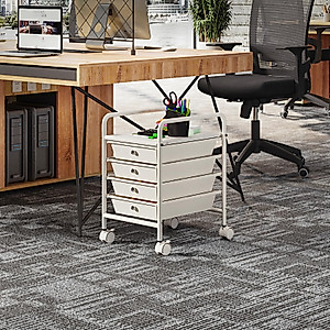 4-Tier Utility Cart with 4 Drawers, Rolling Utility Cart with 2 Lockable Wheels, Multipurpose Mobile Rolling Drawer Cart, Easy Assembly Office Bathroom Kitchen (4 Layers New)