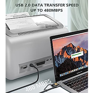 2-in-1 USB-A/C to USB-B Printer Cable 6.6FT, USB C MIDI Cable Nylon Braid High-Speed Printer Cord for MacBook Pro/Air,Digital Piano MIDI Controller,HP Canon Dell Epson Brother Samsung-Black