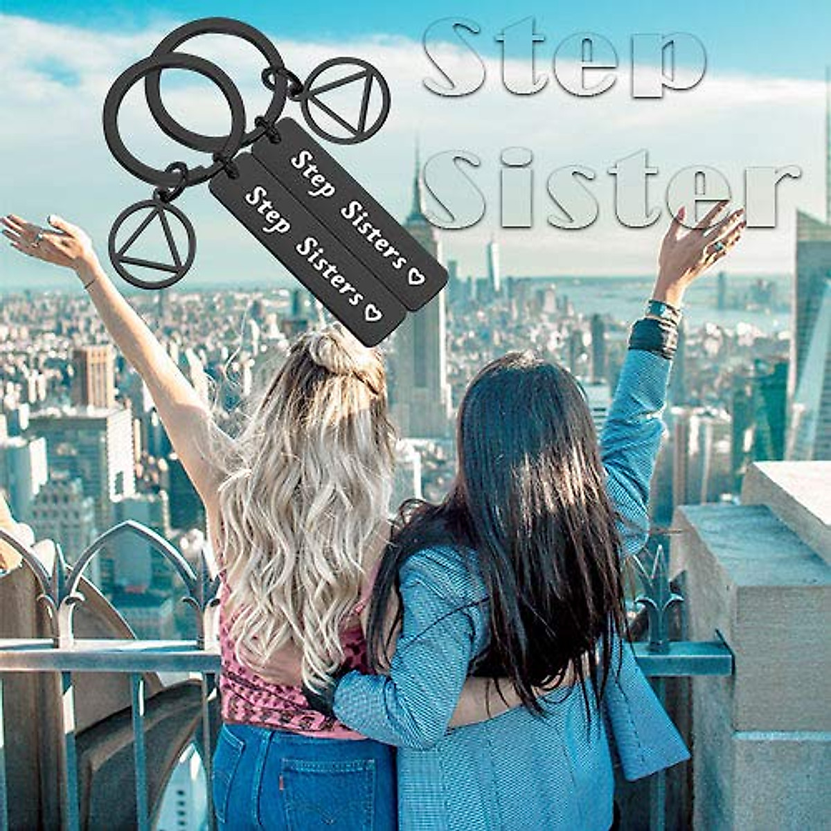 MAOFAED Women Sobriety Gift Addiction Recovery Gift Sisters Recovery gift Step Sisters AA Gift Gift for Her (AA step sister black)