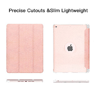 Sevrok Case for iPad 9th Generation/iPad 8th Generation/iPad 7th Generation (10.2 Inch, 2021/2020/2019 Model) - Slim Folio Smart Glitter Sparkly Shiny Clear Shockproof Protective Cover
