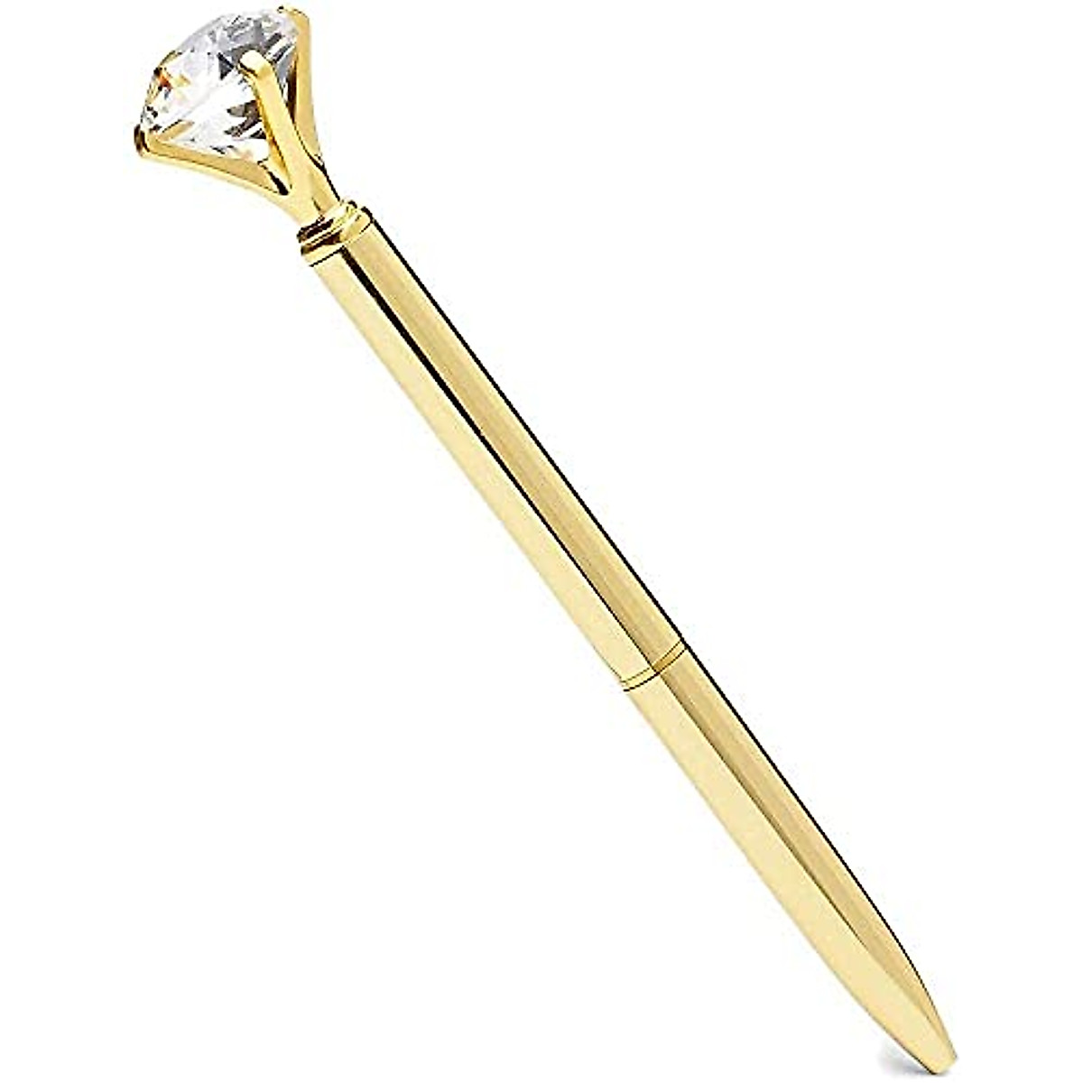 Onwon 6 Pieces Big Crystal Diamond Pens Gold Metal Ballpoint Pens & 3 Pieces Ballpoint Pen Refills in Black Ink