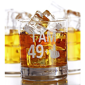 Promotion & Beyond I AM 49 PLUS 1 Whiskey Glass - Funny Sarcastic Finger 50th Birthday Gift