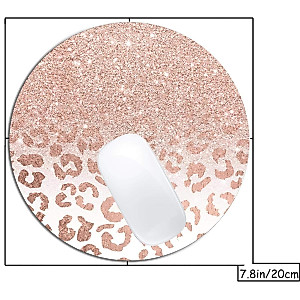 Rose Gold Glitter Ombre Mouse Pad Round Non-Slip Rubber Mousepad Laptop Office Computer Decor Cute Desk Accessories Customized Design Mouse Pad