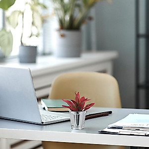 jojofuny Desktop Garbage Bin Mini Trash Can Iron Garbage Can Pencil Cup Holder Mini Wastebasket Trash Can Garbage Holder Flower Pot for Home Kitchen Office Silver