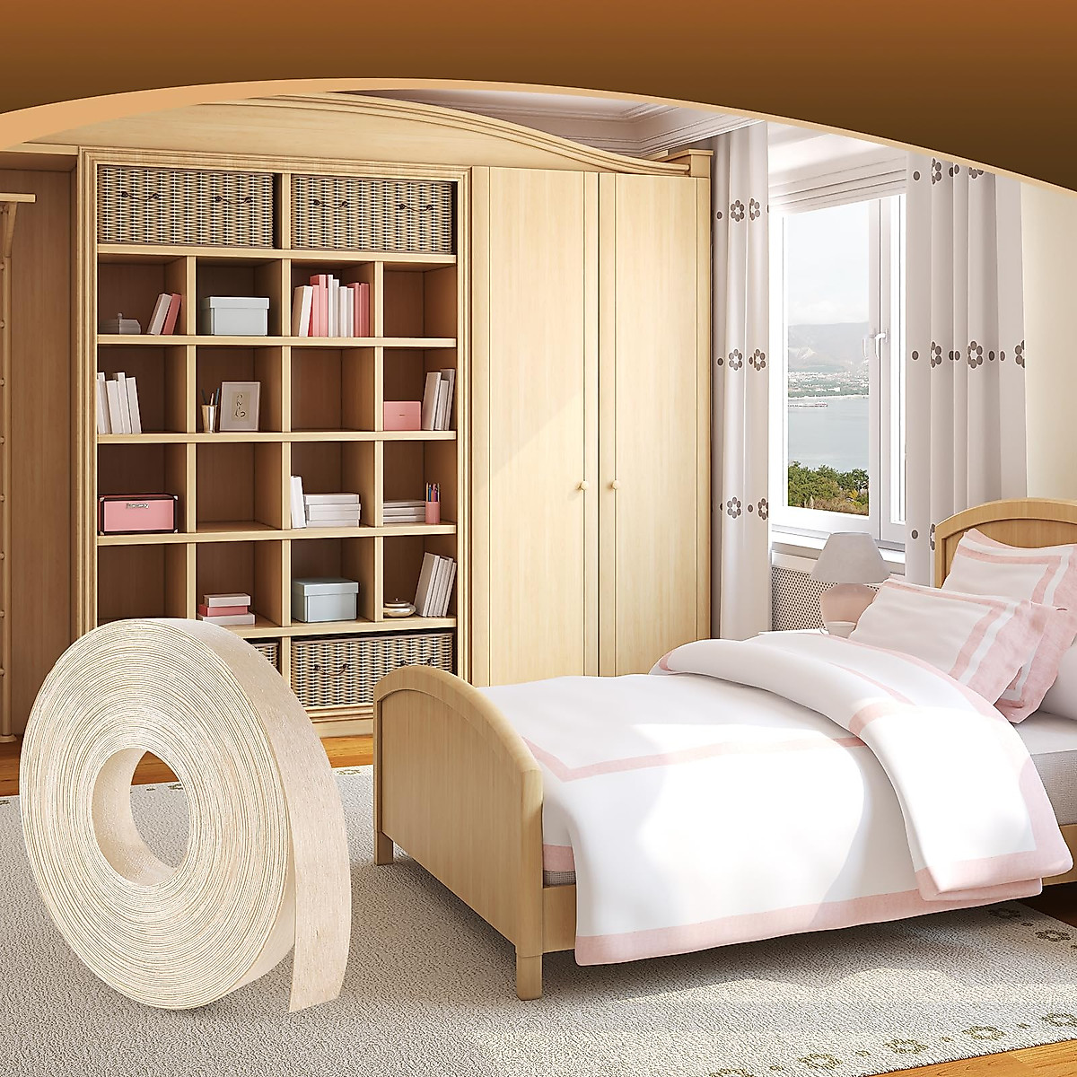 Birch Plywood Veneer Roll Wood Veneer Edge Banding,3/4 inch*10ft Edge Banding, Iron on with Hot Melt Adhesive, Flexible Wood Tape Sanded to Perfection. Easy Application Wood Edging