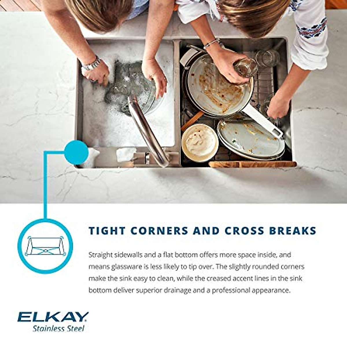 Elkay Crosstown 16 Gauge Workstation Stainless Steel, 31-1/2" x 18-1/2" x 9" Equal Double Bowl Sink Kit with Aqua Divide
