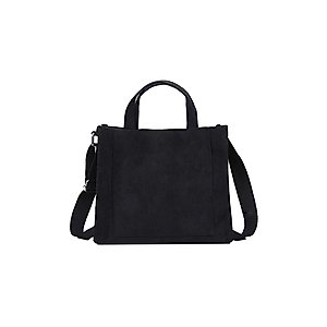 Danling&Unique Women/Girls Small Corduroy Pocket Tote Bag Mini Top Handle Bag Casual Shoulder Bag Handbag Crossbody Bag black