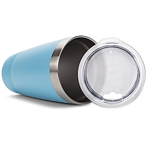 100 North, Polar Camel, United States National Parks, Bright Blue 20 Ounce, Stainless Steel, Vacuum Insulated Travel Tumbler Mug With Clear Lid, Glacier Montana