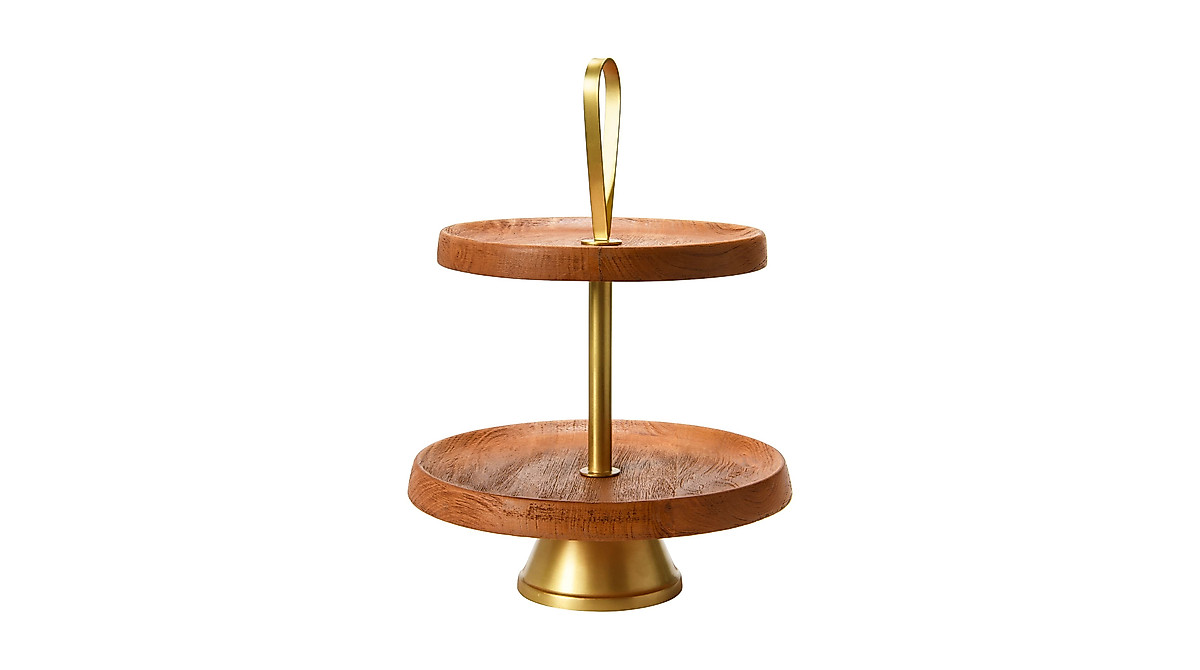 Elegant Gold 2-Tier Tray for Cakes & Desserts