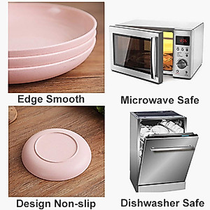 4-Pcs 7.8in Wheat Stalk Dinner Plates Microwave & Dishwasher Safe, Lightweight BPA Free Salad/Cake/Dissert Dishes for Baby Kids, Toddler, anti-fallen, Non-Toxic (4-Pcs)