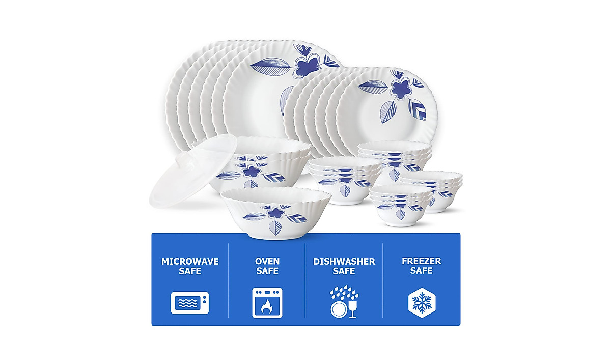 Borosil Gourmet Dinnerware Set for 6 | Chip-Resistant Opal Glass