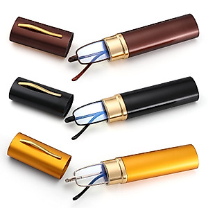 SOPHILY 3 Pack Slim Pocket Reading Glasses for Men Women Blue Light Blocking Compact Readers Spring Hinge Metal Frame Eyeglasses with Portable Pen Clip Tube Case 2.00