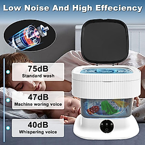 Portable Washing Machine, 13L Small Foldable Washer with Spin Dryer, Collapsible Mini lavadora Portatil, Compact Luandry Washer for Baby Clothes, Underwear, Socks, Travel Camping Dorm Apartments Gray