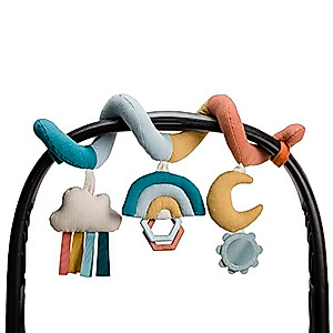 Itzy Ritzy Spiral Car Seat & Stroller Activity Toy; Includes Clinking Rings, Mirror and Textured Ribbons; Rainbow