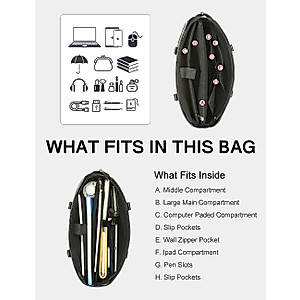 Laptop Tote Bag for Women 15.6 Inch Waterproof Leather Work Bag Briefcase Women Business Office Computer Bag Black