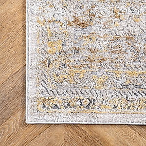 nuLOOM Madisson Vintage Faded Medallion Area Rug, 5x8, Gold