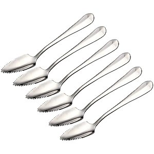Stainless Steel Grapefruit Spoons, Jagged Grapefruit Spoon, Suitable for Citrus Fruits, Kiwi, Salads and Desserts， Set of 6…
