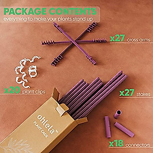 Large Tomato Cages for Garden - 48 Inches, 3-Pack Multifunctional Purple Tomato Plant Support for Vine, Vegetables, Fruits & Flowers with Adjustable Stake Arms - Non-Rusting with 20pcs Plant Clips
