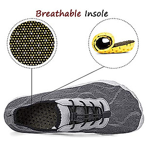 HIITAVE Men Barefoot Water Shoes Beach Aqua Socks Quick Dry for Outdoor Sport Hiking Swiming Surfing Gray 9.5 M US Men