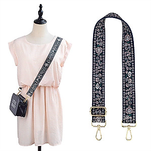 LIFEMATE Bag/Purse Strap Replacement Crossbody Shoulder For Women Adjustable Jacquard Woven Guitar Strap Style(Little Flower)