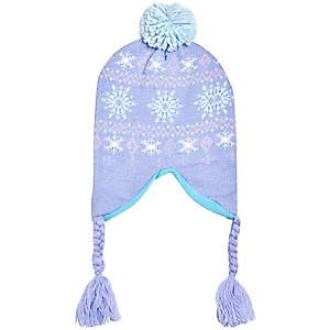 Disney Little Girls Frozen Elsa and Anna Beanie Hat and Gloves Cold Weather Set (Age 2-7), Size Age 4-7, Frozen Purple Gloves