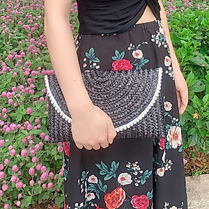 alilove Straw Clutch Bags for Women Summer Evening Handbags Bride Wedding Purse Vacation Beach Clutch Handmade Woven Envelope Wallet