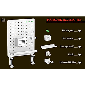 G-PACK PRO Clamp-on Desk Pegboard, Standing Desk Accessories for Office, Gaming Desk Organizer, Privacy Panel for Desk, Work Desk Organizer, 16.5 x 12.5-inch, S1 White